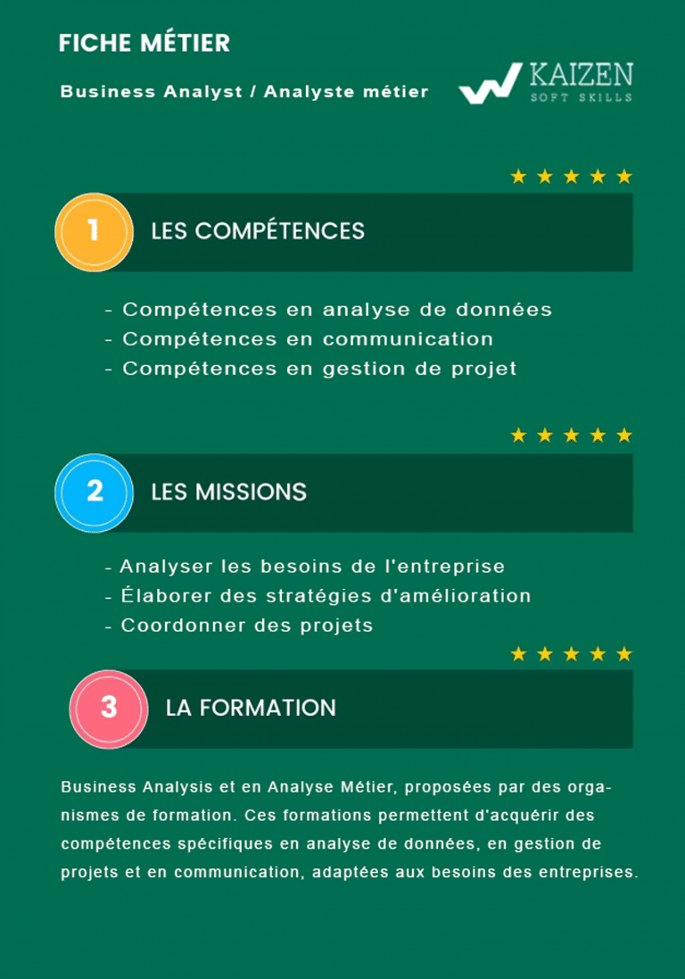 fiche métier Business Analyst / Analyste métier - KAIZEN SOFT SKILLS