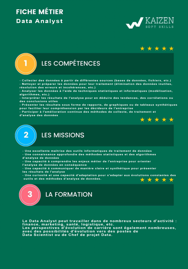 Fiche métier Data Analyst - KAIZEN SOFT SKILLS Fiche métier Data Analyst - KAIZEN SOFT SKILLS